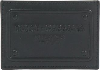 Dolce & Gabbana Homme, Accessoires, Noir, Taille: ONE Size Porte-cartes en cuir de veau avec logo en relief