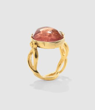 Goossens Paris Bague Cabochon Ovale Cristal de Roche Vieux Rose