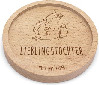 Mr. & Mrs. Panda Untersetzer Holz Fuchs Mama - Geschenk, Tassenuntersetzer, Scho&szlig;, Mutter, Tochter, Tischuntersetzer, Bruder, deko, Holzuntersetzer