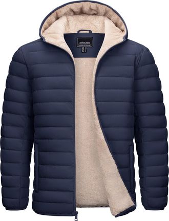 Magcomsen Jakce Herren Winter Fleecejacke Gef&uuml;ttert Outdoor Parka Winddicht Freizeitjacke Warme Steppjacke M&auml;nner Fahrrad Arbeitsjacke Dick Wandern &Uuml;bergangsjac