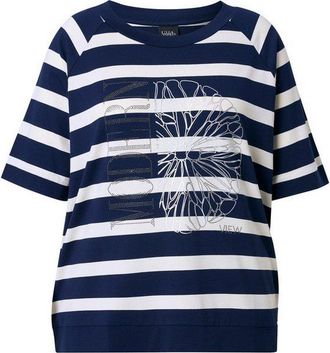 Ulla Popken T-Shirt Shirt Ringel Zitrusmotiv Rundhals Halbarm