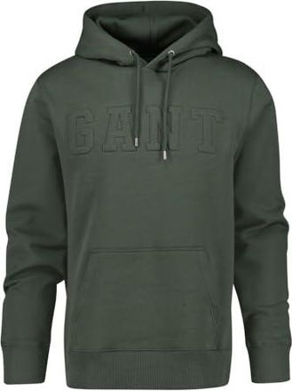 GANT Sweat à Capuche embossé Sweatshirt, Vert foncé, XL Homme