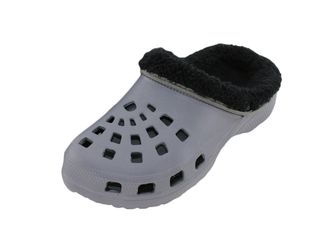 Brandsseller Herren Clog 41 Winter Hausschuh Pantolette Gartenschuh mit kuscheligem Fleecefutter - Grau/Schwarz
