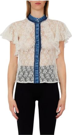 Liu Jo Femme, Blouses et Chemises, Bleu, Taille: 38 FR Blouse