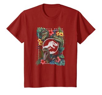Jurassic Park Floral Raptor Portrait Logo T-Shirt