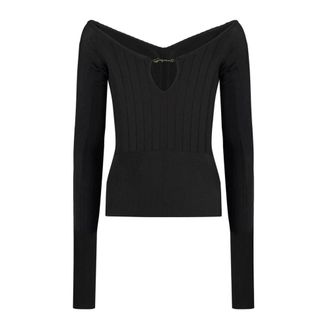 Jacquemus Schwarzer Gestrickter V-Ausschnitt Topwear - - Tops - Damen - Schwarzk - XS