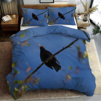 Generic Bettw&auml;sche 200x220 Minimalistisch Bettbezug 200x220 Amsel Bettbezug mit 2 Kissenbez&uuml;ge 80x80cm, Bettw&auml;sche-Sets Microfaser mit Rei&szlig;verschluss b77