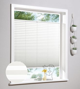 Deco Home Deco Home | Plissee nach Maß, Personalisierbare Plissees mit & ohne Bohren, Sichtschutz Fenster, Faltrollos | Creme