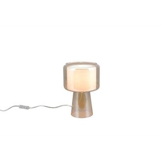 Trio Tischleuchte Beistelllampe Leselampe Glas amberfarbig br&auml;unlich Schnurschalter H 29 cm