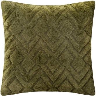 Atmosphera Atmosphera - Coussin Mara - Fausse Fourrure - Vert Kaki - 45x45 cm