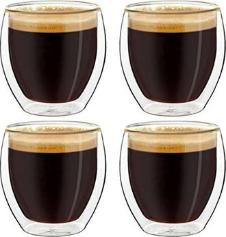 Creano Ensemble de 4 Verres &agrave; Espresso &agrave; Double Paroi, Verres Thermiques &agrave; Effet Flottant | 100ml