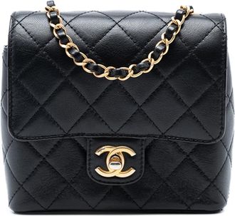 Chanel Hobo Bags - Mini Square Classic Goatskin Single Flap - Gr. unisize - in Schwarz - f&uuml;r Damen