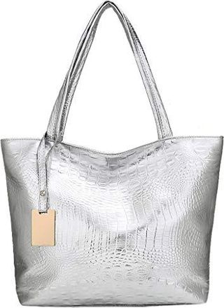 Generic Sacs de capacit&eacute; pour femme - Fourre-tout solide - Tendance - Grand sac &agrave; main - Organiseur de voiture, Argent&eacute;., Taille unique