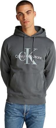 Calvin Klein Jeans Homme Sweat &agrave; Capuche Seasonal Monologo Regular avec Capuche, Gris (Endless Grey), XL