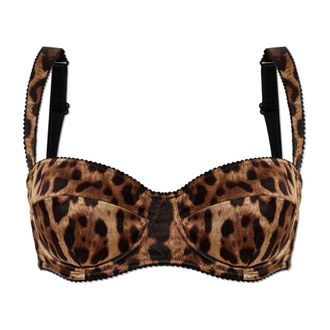 Dolce & Gabbana Balconette-BH aus Satin mit Leopardenmuster - - Underwear - Damen - Braun - 90B EU