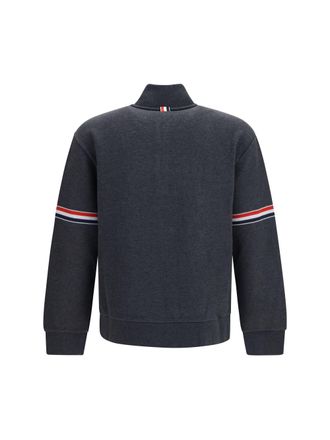 Thom Browne Loopback Cotton Piqu&eacute; with RWB Stripe Sweatshirt - Gray