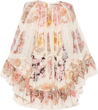 Zimmermann Daylight Lace-detail Floral-print Mini Dress