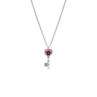 Pandora Collier Cl&eacute; Coeur &Eacute;lev&eacute; - Femme - Accessoires - Gris - Taille: ONE Size