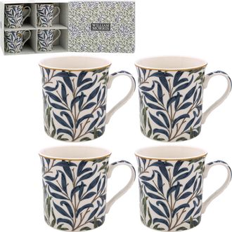 Lesser & Pavey Weidenzweig-Kaffeebecher-Set, 4er-Set, Keramik f&uuml;r Zuhause, William Morris Design f&uuml;r Hei&szlig;getr&auml;nke, perfekte Tee- und Kaffeetassen f&uuml;r jede K&uuml;che