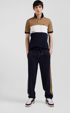 Eden Park Pantalon Jogging En Coton M&eacute;lang&eacute; Noisette Coupe Regular Passepoil Jambes