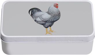 Fabulous Metallbox, grau, Motiv: Huhn, Handarbeit, Motiv: Frankreich, 11 x 18,5 x 5,5 cm, Aufbewahrungsbox, Schl&uuml;ssel, Werkzeug, Brotdose, Zucker, Kekse