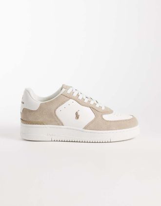 Polo Ralph Lauren Masters - Court-Sneaker aus Leder in Wei&szlig; und Beige