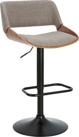 Livetastic Barhocker, Schwarz, Dunkelgrau, Walnuss, Holz, Metall, Textil, Pappel, furniert, Sperrholz, rund, 50.5x87-107.5x53.5 cm, Sitzfl&auml;che 360&deg; drehbar, Essz