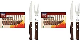Tramontina 22299/002 Steakbesteck-Set, 12-teilig mit Naturholzgriffen 2-Fach vernietet (Packung mit 2)