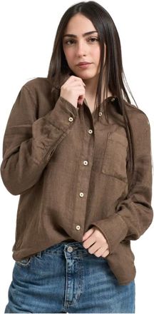 Roy Rogers Femme, Blouses et Chemises, Brun, Taille: 36 FR Chemise en lin