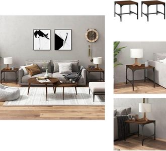 vidaXL Vidaxl - Tables dappoint 2 pcs Chêne marron 40x40x35 cm Bois ingénierie - Table Basse - Meuble Industriel - Table Dappoint - Design Moderne - Bois