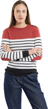 Armor Lux Pull Pullover, Schwarz/Natur/Passata, M Damen