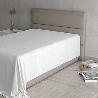 Italian Bed Linen Max Color Bettlaken, 100% Baumwolle, einfarbig, Weiß, französisches Bett 180 x 300 cm