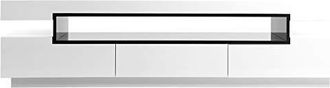 Miliboo Meuble TV Design Blanc laqu&eacute; Brillant L200 cm LIVO