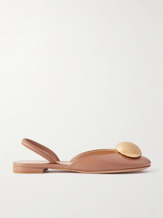 Gianvito Rossi Sphera Flache Slingback-schuhe Aus Leder Mit Verzierung - Neutral