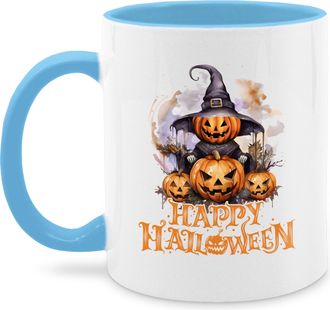 Shirtracer Tasse Tassen 325ml - Happy Halloween Hexe Kürbiskopf Kürbis Gruselig - 325 ml - Hellblau - halloween-tasse haloween outfits hexen mug grusel hellowee 