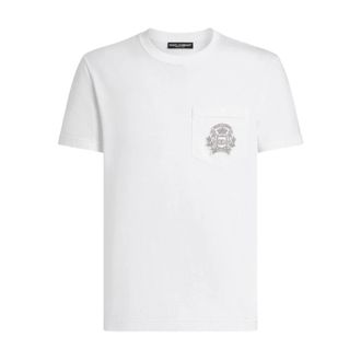 Dolce & Gabbana Besticktes Baumwoll-T-Shirt - - Tops - Herren - Wei&szlig; - M