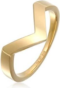 Elli Bague Femmes Forme de V Géo Basique en Argent Sterling 925 Rhodié