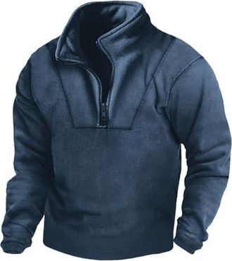 Generic Pull en polaire pour homme | Sweat-shirt militaire à demi-fermeture éclair | Vestes tactiques en polaire pour lextérieur, pull de combat à col polo à 