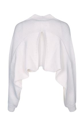 Alaia Womens Batwing Jumper White Ribbed Knit