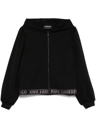 Karl Lagerfeld hoodie à bande logo à pillettes - Noir