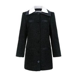 Self Portrait Femme, Manteaux, Noir, Taille: 38 FR Manteau ajust&eacute; textur&eacute;