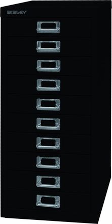 Bisley MultiDrawer, 29er Serie, DIN A4, 10 Schubladen, Metall, 633 Schwarz, 38 x 27.9 x 59 cm