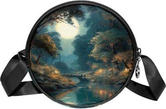 Generic Petit sac &agrave; bandouli&egrave;re Circle pour femme, petit sac &agrave; bandouli&egrave;re avec fermeture &eacute;clair, bretelles r&eacute;glables, sac &agrave; main rond d&eacute;contract&eacute; pour femmes