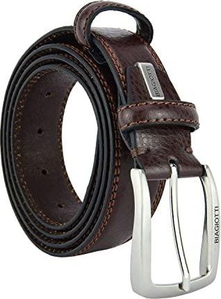Laura Biagiotti Ceinture Homme en Cuir V&eacute;ritable - Boucle Sans Nickel Ajustable, Marron Fonc&eacute; 3,5 cm