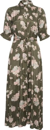 Kaffe Kleid KAvelana Damen Kleid Kurzarm Maxi Casual Elegant Print Maxikleid 36, Grape Leaf 36