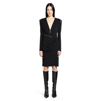 Versace Deep V-neck Cr&ecirc;pe Mini Dress