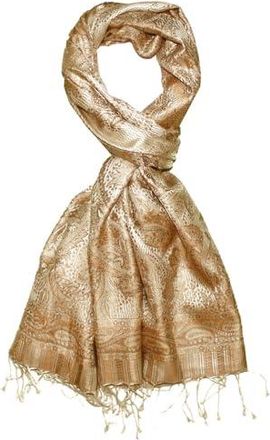 Lorenzo Cana Lorenzo Cana 7865411 &Eacute;charpe de luxe pour homme Jacquard tiss&eacute; 100 % soie Motif cachemire Or Beige