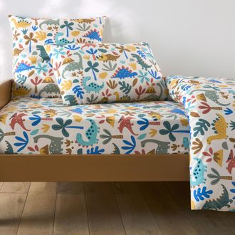 La Redoute Interieurs Drap-housse Enfant 30% Coton Recycl&eacute; Bonnet 25 Cm Imprim&eacute; Dinosaures Dino