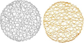 Valiclud 2stücke Runde Handgewebte Platzsets Aus Papierfaser Dekorative Hohle Tischsets in Gold Und Silber Atmungsaktive Praktische Tischdekoration Für Esszimm