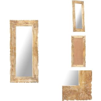 vidaXL Miroir 110x50 cm Bois de manguier massif - Miroir Décoratif - Miroir Mural - Miroir En Bois - Miroir Design - Miroir Scandinave
